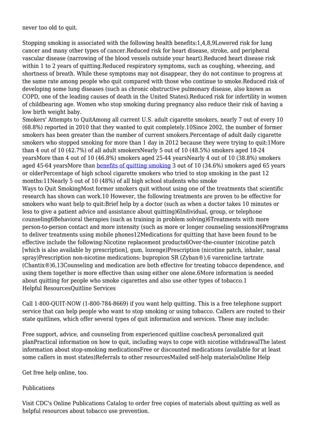 CDC - Fact Sheet - Quitting Smoking | PDF