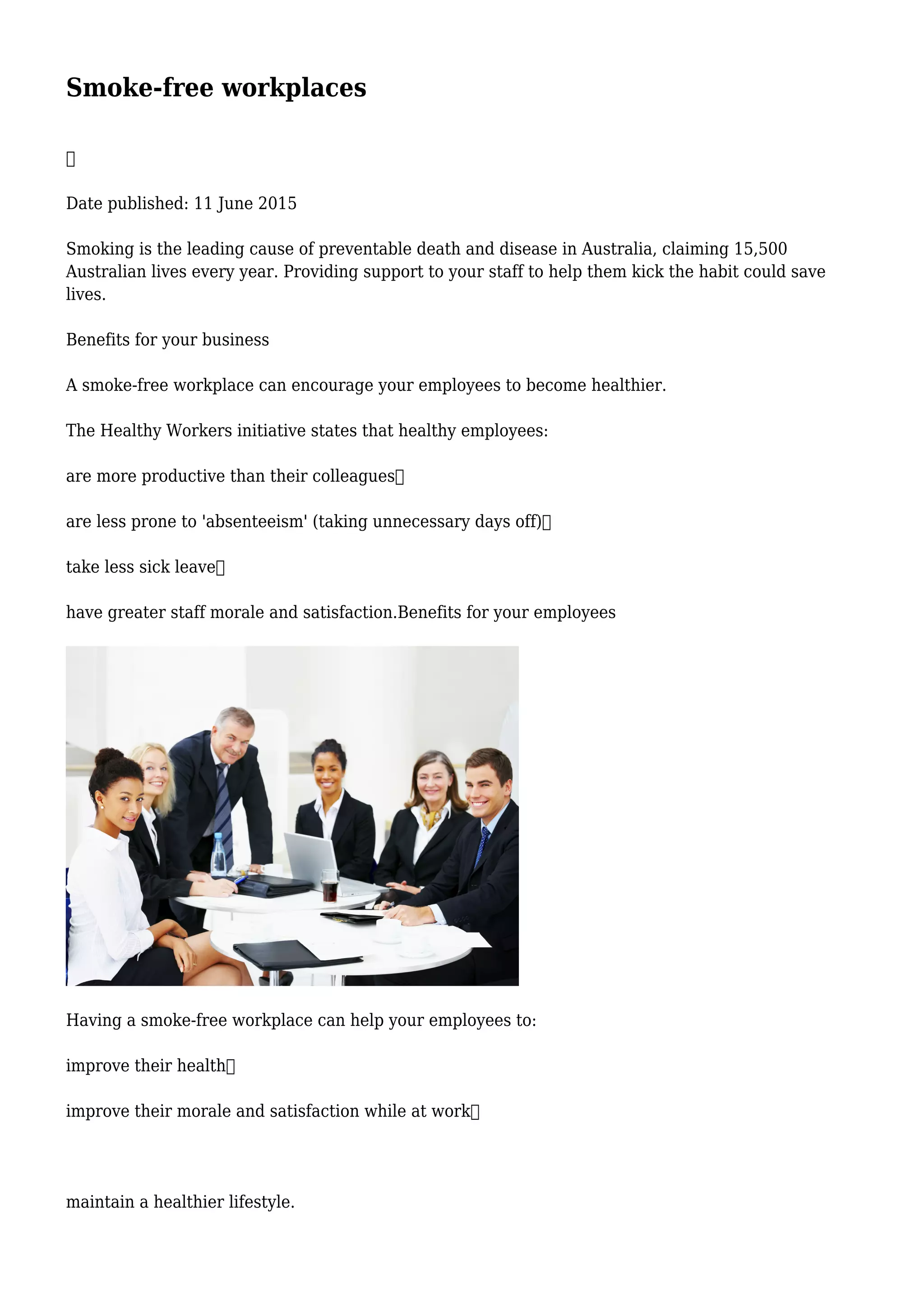 Smoke-free workplaces | PDF