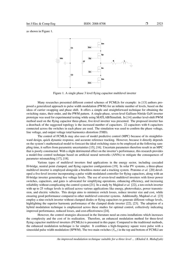 An improved modulation technique suitable for a three level flying capacitor multilevel inverter ...