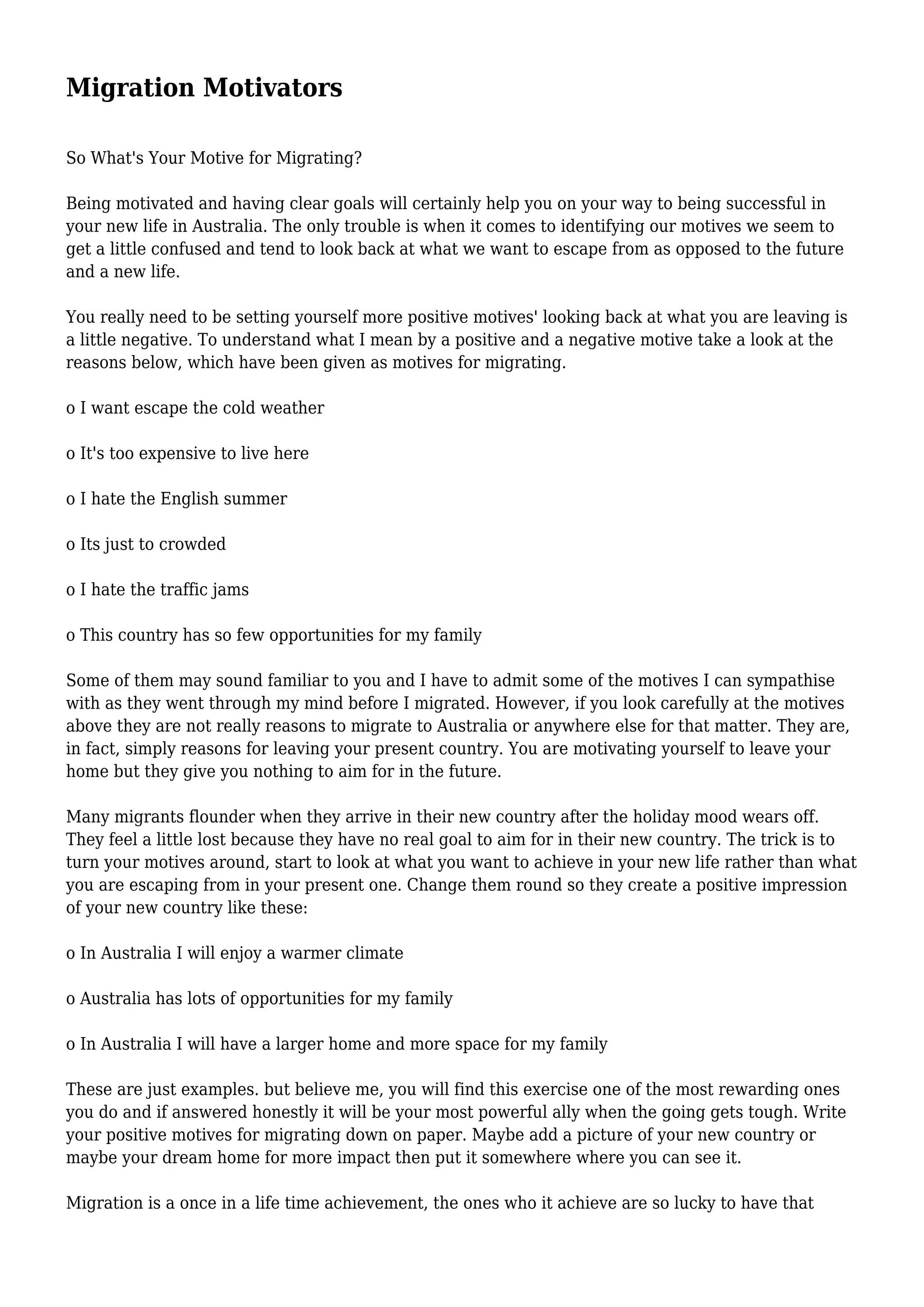 Migration Motivators | PDF