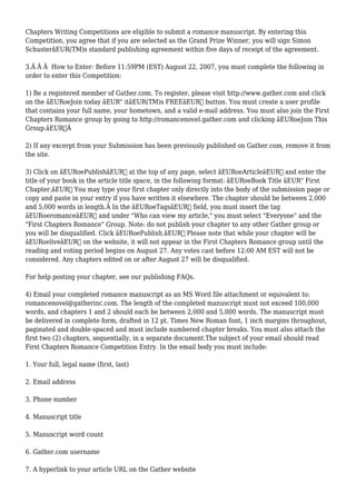 The Gather.com First Chapters Romance Writing Competition Official ...