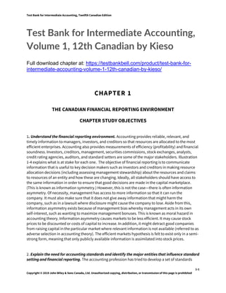 Test Bank for Intermediate Accounting, Volume 1, 12th Canadian by Kieso ...