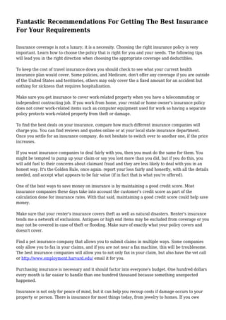 Fantastic Recommendations For Getting The Best Insurance For Your ...