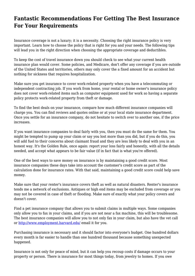 Fantastic Recommendations For Getting The Best Insurance For Your ...