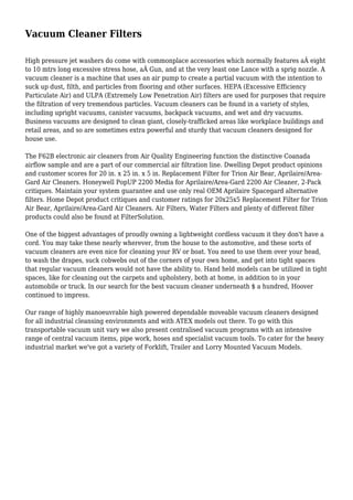 Vacuum Cleaner Filters | PDF