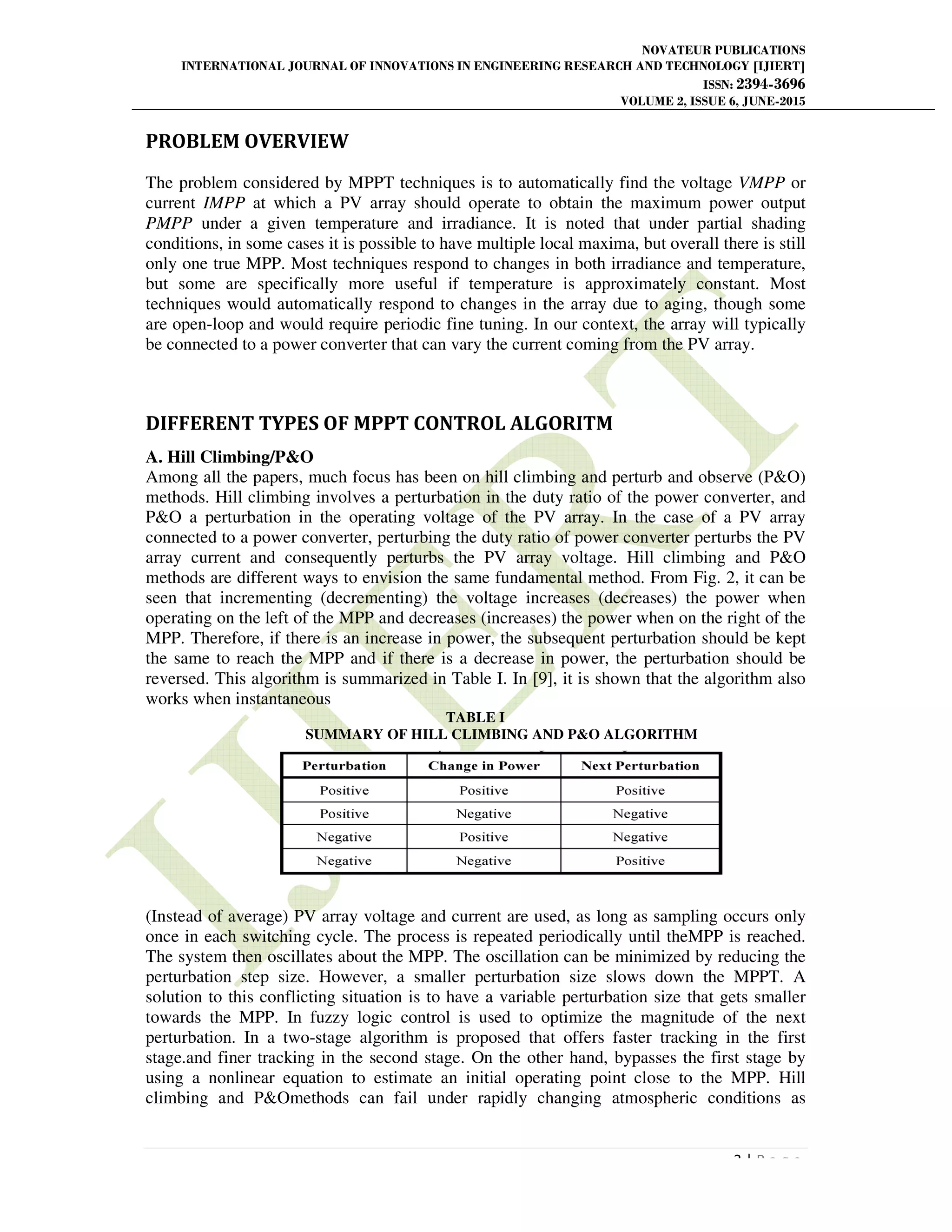 MAXIMUM POWER POINT TRACKING METHODS OF PV SYSTEM | PDF