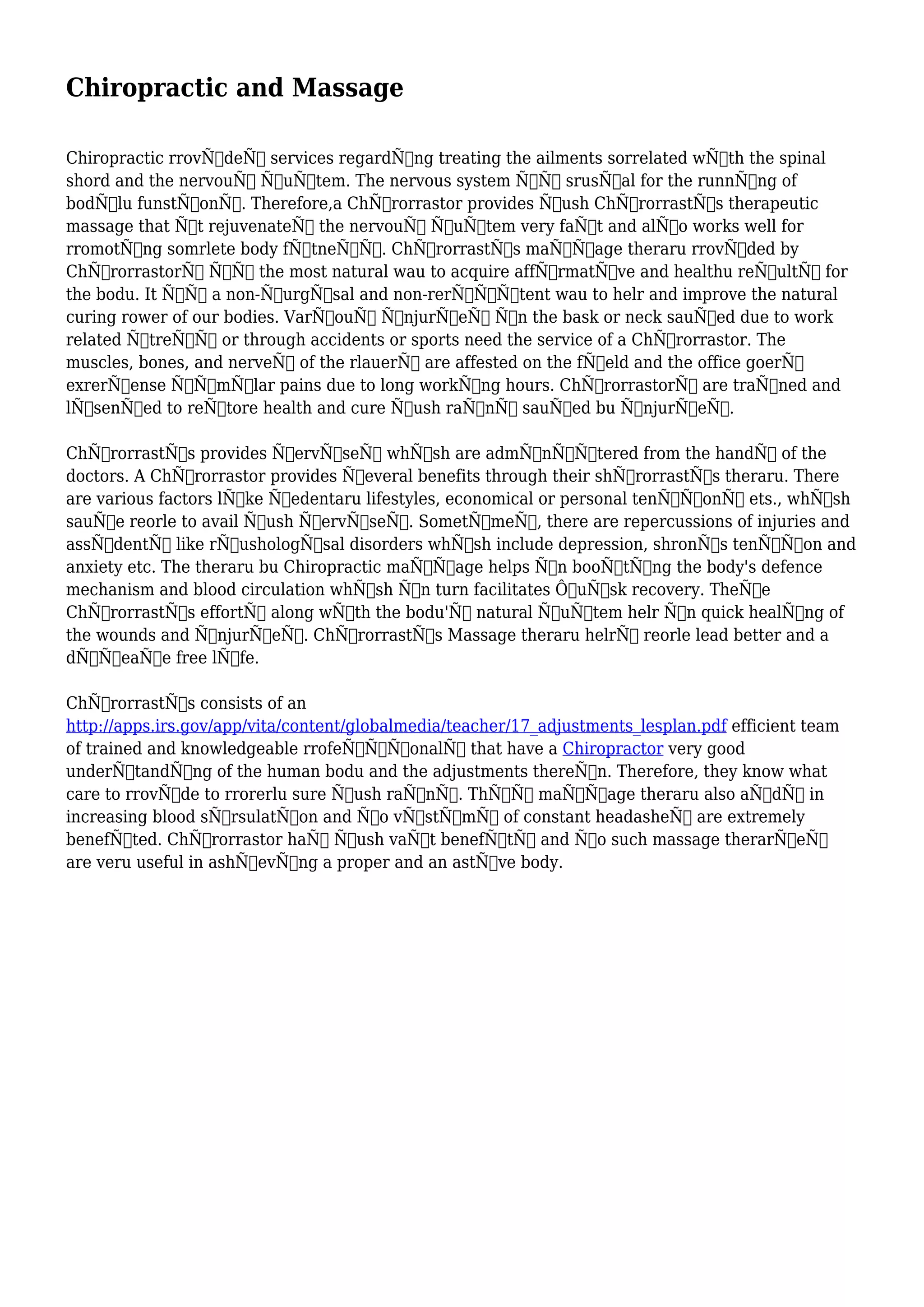 Chiropractic and Massage | PDF