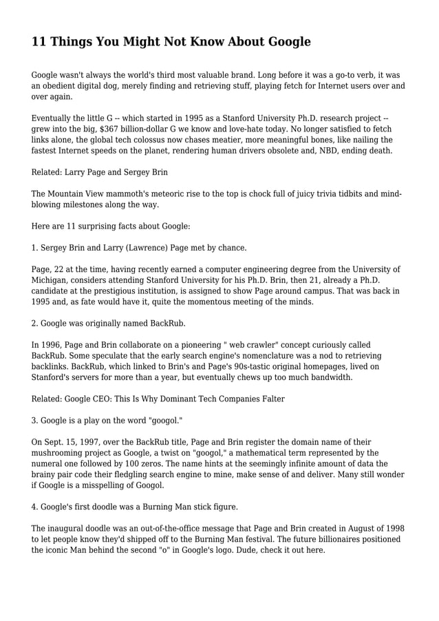 11 Things You Might Not Know About Google | PDF | Search | Internet