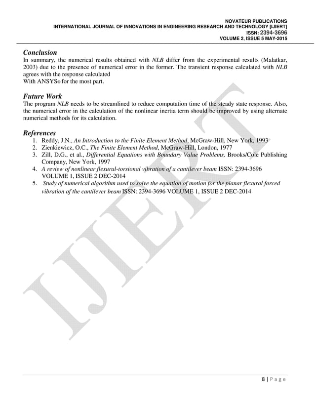 Development of Matlab Programme to study nonlinear vibration of a cantilever beam | PDF ...