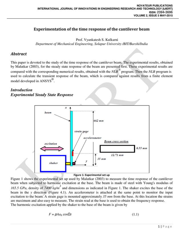 Experimentation of the time response of the cantilever beam | PDF | Physics | Science