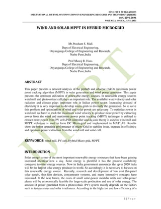 WIND AND SOLAR MPPT IN HYBRID MICROGRID | PDF