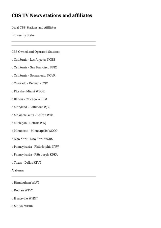 CBS TV News stations and affiliates