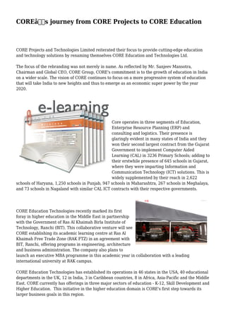 CORE’s journey from CORE Projects to CORE Education | PDF