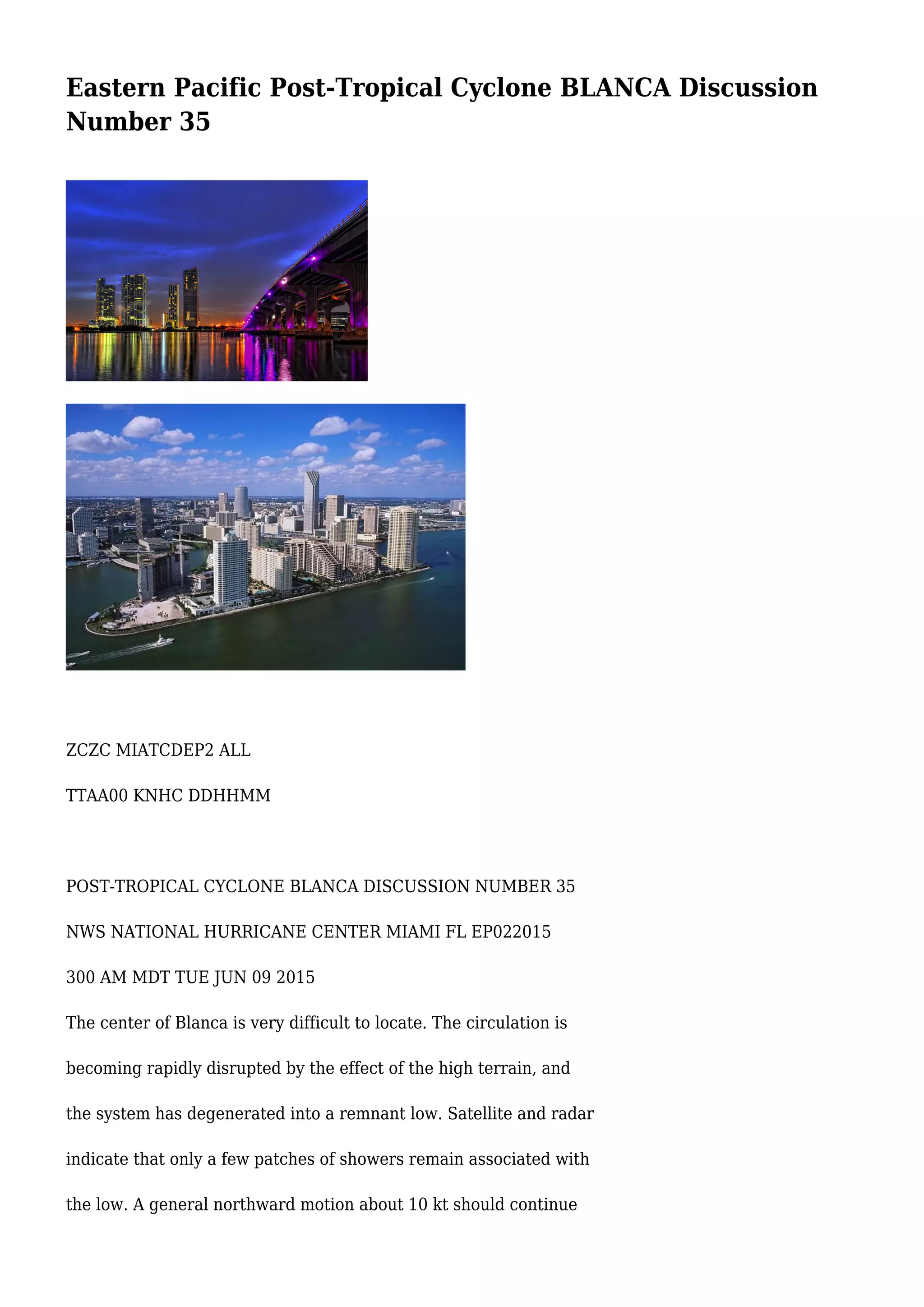 Eastern Pacific Post-Tropical Cyclone BLANCA Discussion Number 35 | PDF