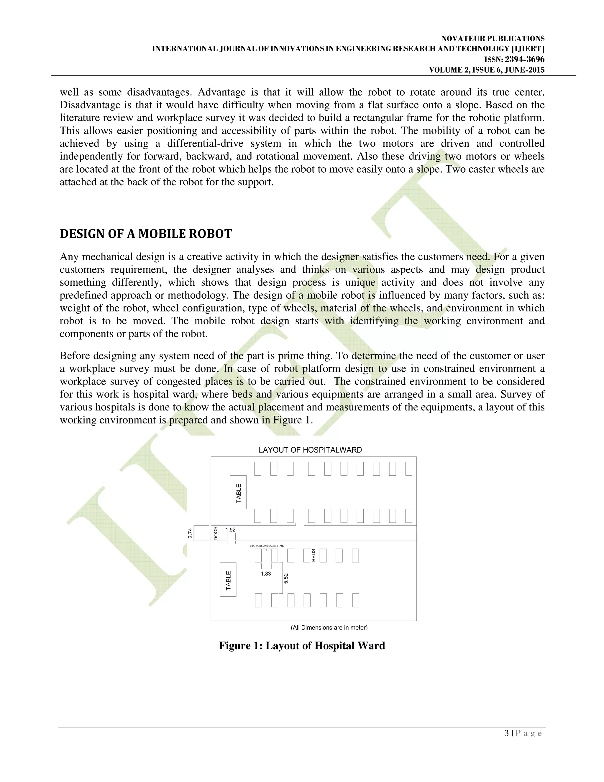 DESIGN OF A DIFFERENTIAL DRIVE MOBILE ROBOT PLATFORM FOR USE IN ...