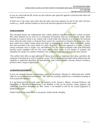 DESIGN OF A DIFFERENTIAL DRIVE MOBILE ROBOT PLATFORM FOR USE IN CONSTRAINED ENVIRONMENTS | PDF