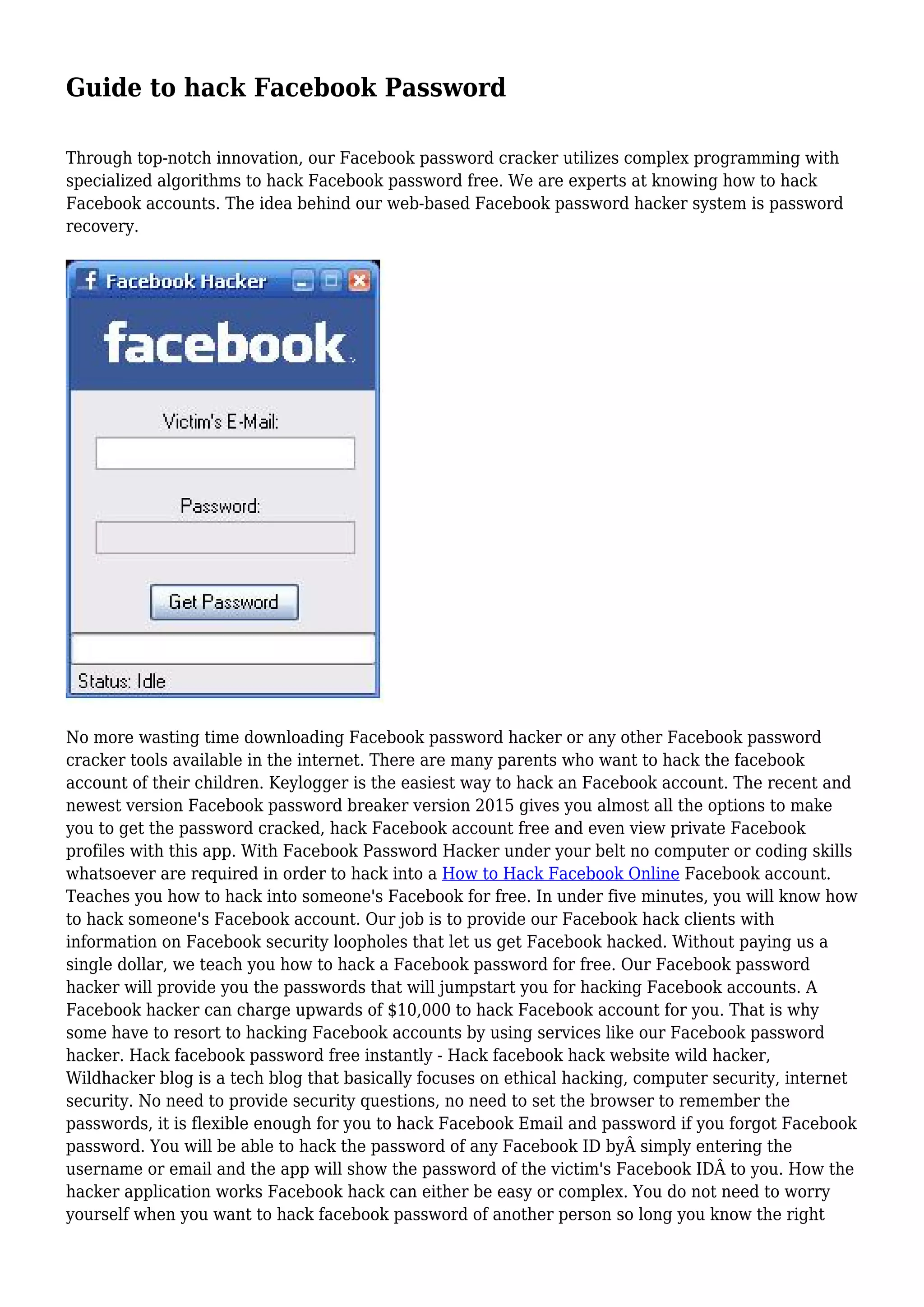 Guide to hack Facebook Password | PDF