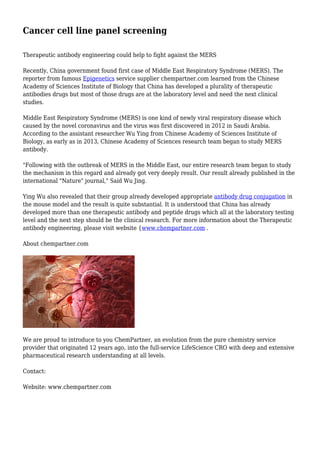 Cancer cell line panel screening | PDF