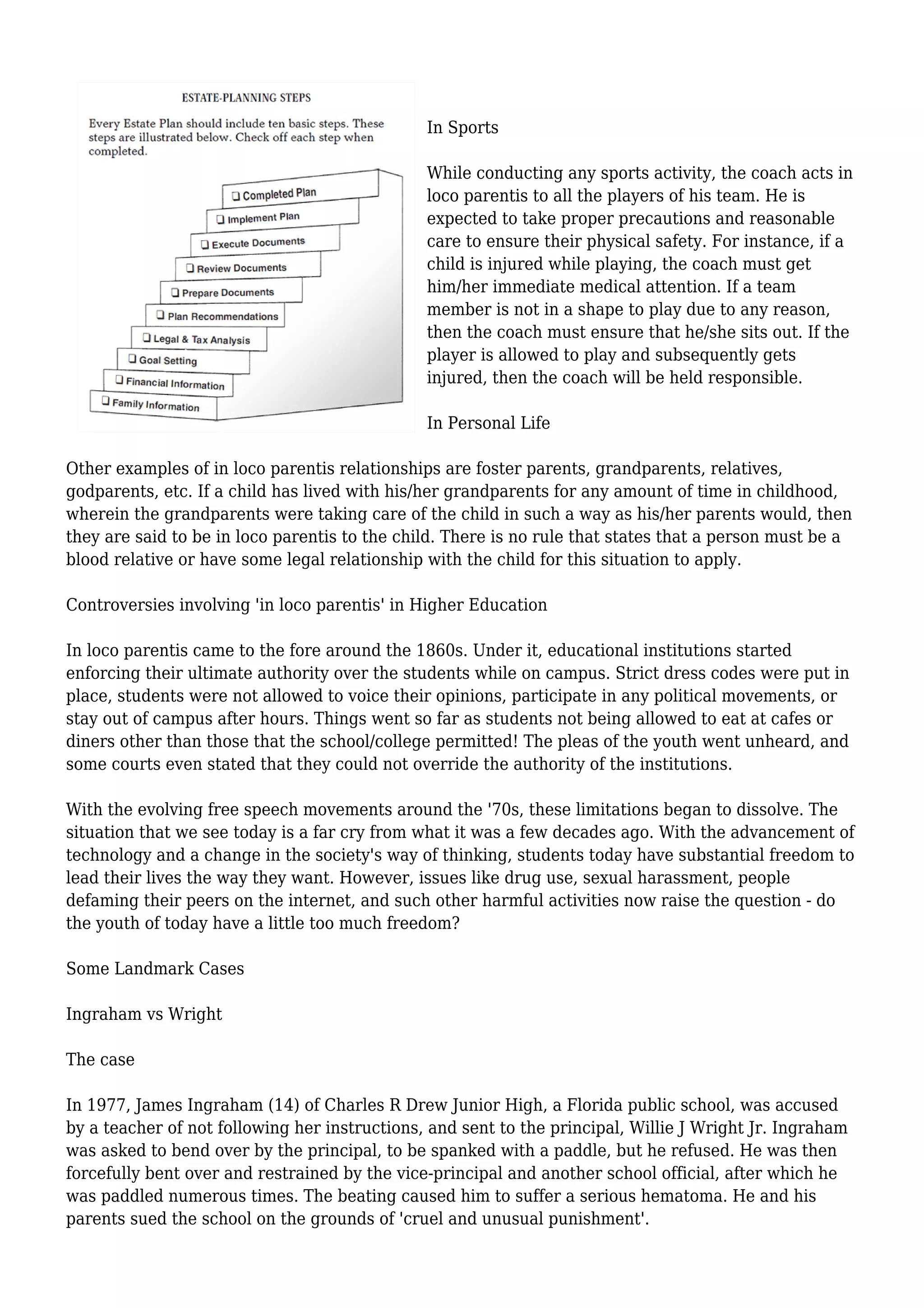 Explanation of the Legal Term 'In Loco Parentis' with Examples | PDF