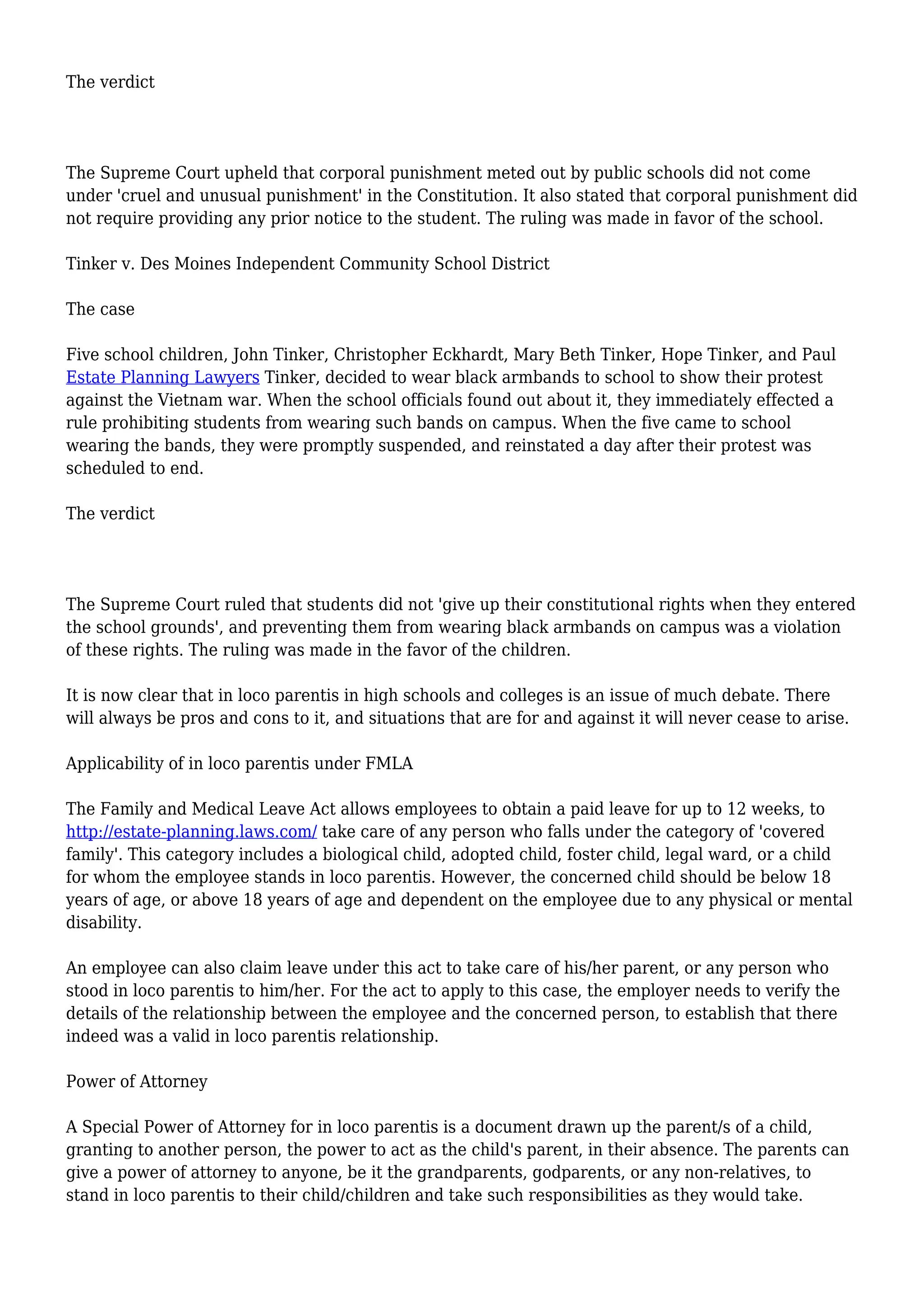 Explanation of the Legal Term 'In Loco Parentis' with Examples | PDF