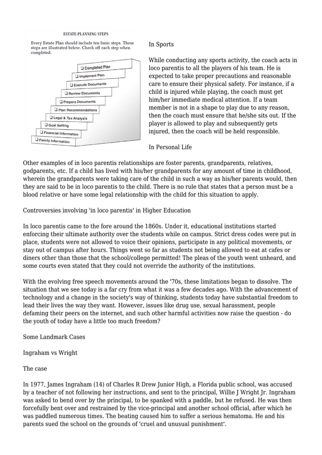 Explanation of the Legal Term 'In Loco Parentis' with Examples | PDF