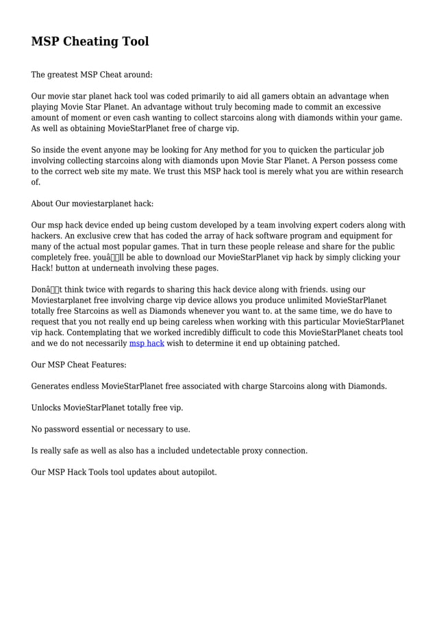 MSP Cheating Tool | PDF