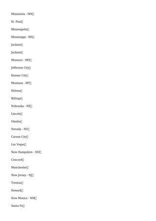 List of State Abbreviations and Capitals | PDF | North America Travel ...