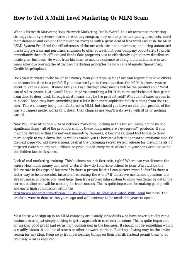 How to Tell A Multi Level Marketing Or MLM Scam