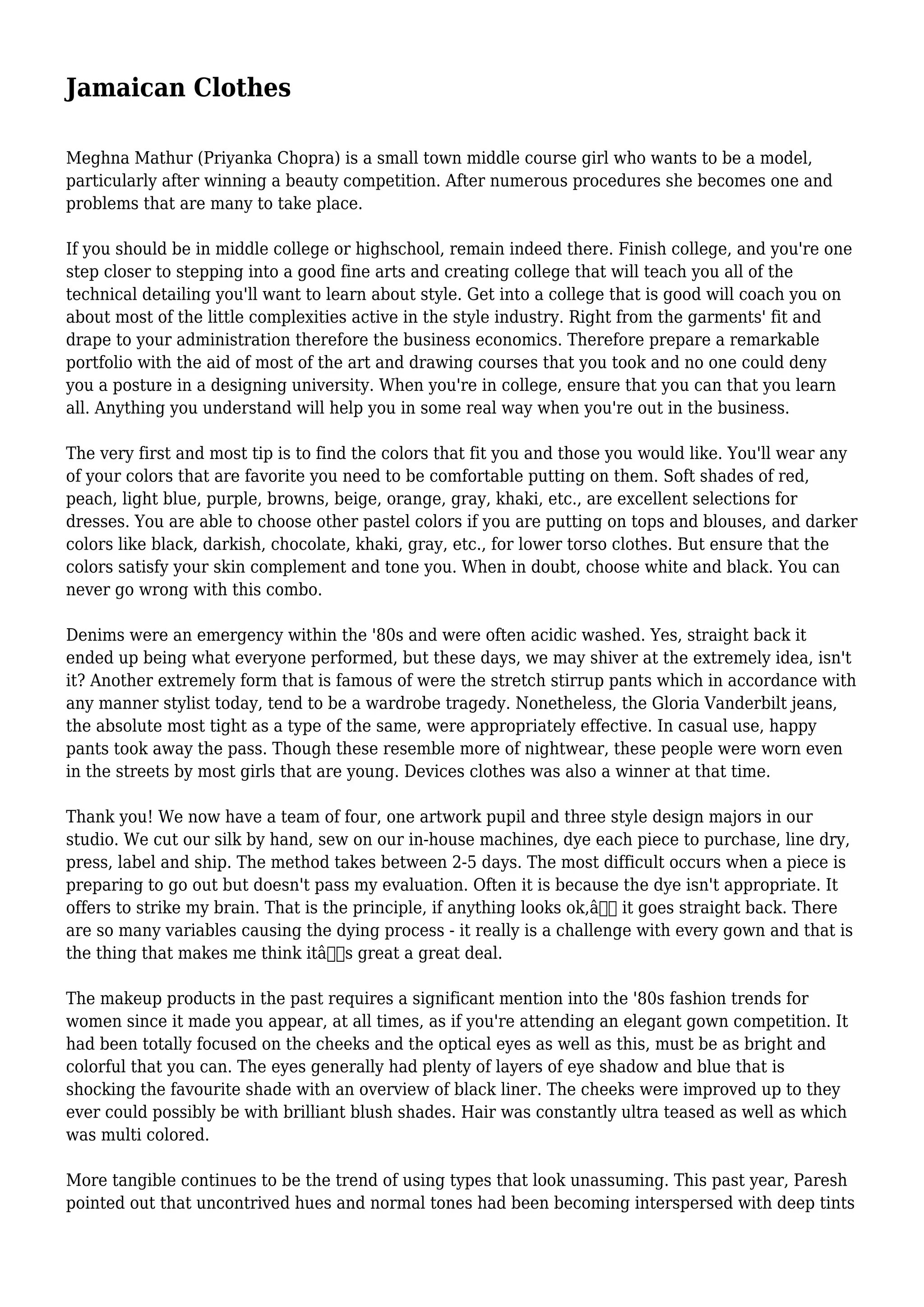 Jamaican Clothes | PDF