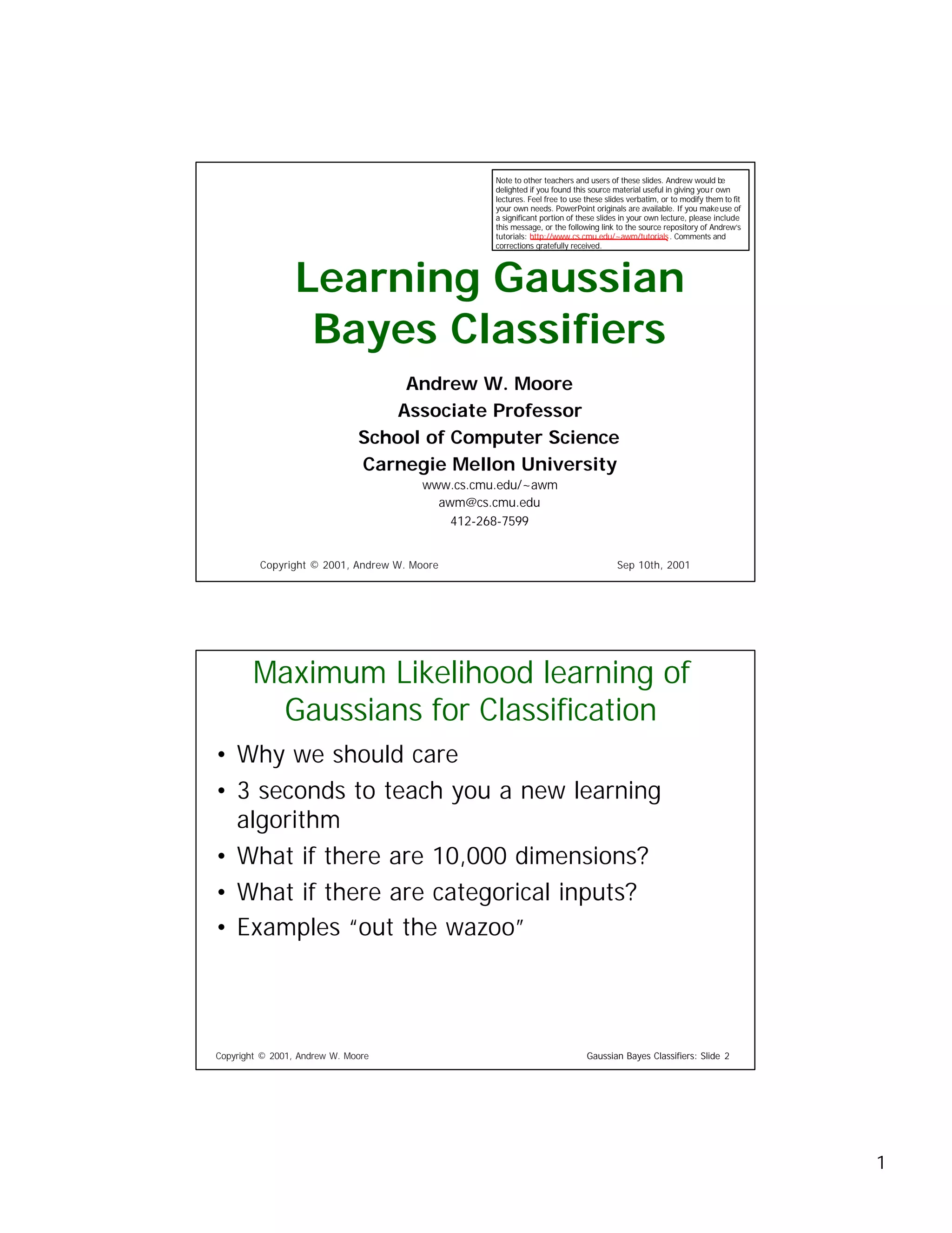 Gaussian Bayes Classifiers | PDF