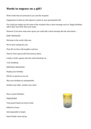 Words to engrave on a gift? | PDF | Wedding | Personal Celebrations ...