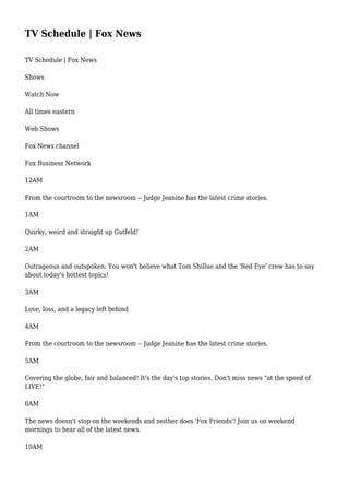 TV Schedule | Fox News | PDF