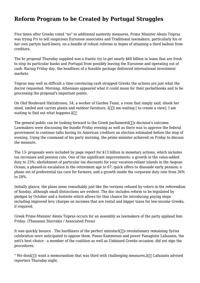 Reform Program to be Created by Portugal Struggles | PDF