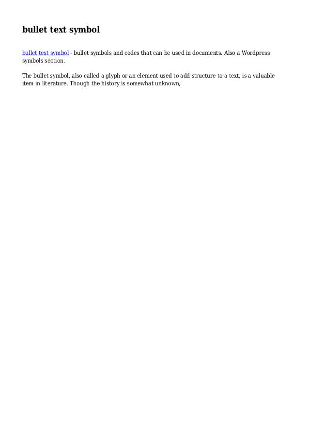 Bullet Text Symbol Bullet Text Symbol