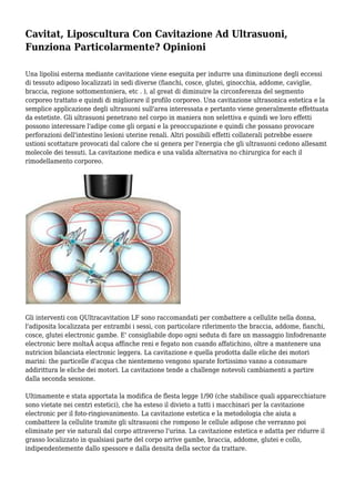 Cavitat, Liposcultura Con Cavitazione Ad Ultrasuoni, Funziona ...