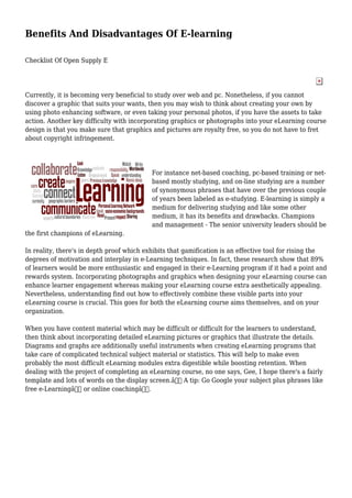 Benefits And Disadvantages Of E-learning | PDF