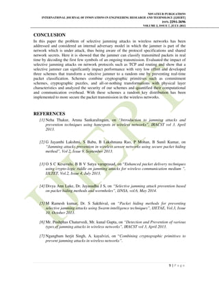 ADVANCED TECHNIQUES FOR PREVENTING SELECTIVE JAMMING ATTACKS USING PACKET-HIDING METHODS | PDF