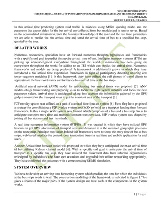 FORESEEING BUS ARRIVAL TIME IN VIEW OF TRAFFIC MODELING AND REAL-TIME DELAY | PDF