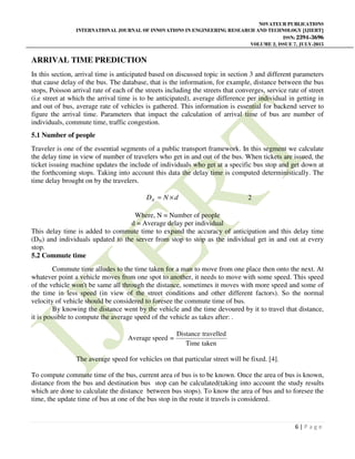 FORESEEING BUS ARRIVAL TIME IN VIEW OF TRAFFIC MODELING AND REAL-TIME ...