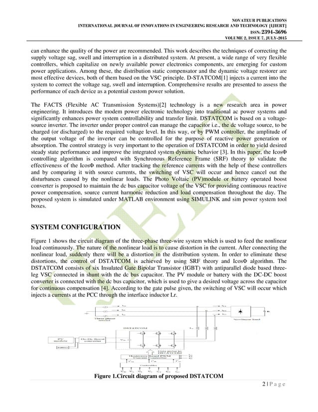Control Of Battery Operated System With A Dc Dc Boostconverter Fed Dstatcom Using Synchronous