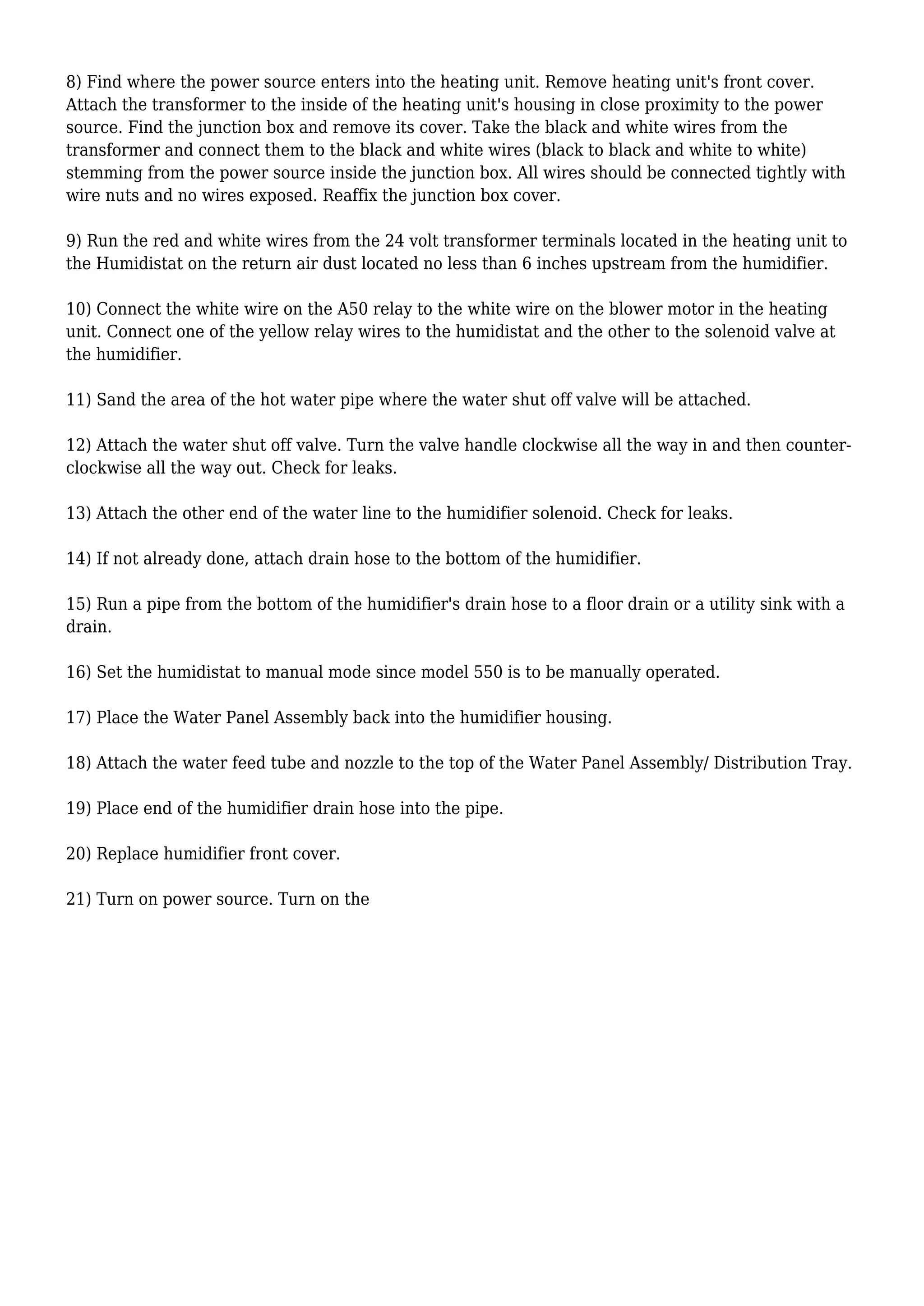 Aprilaire 550 Humidifier Install | PDF