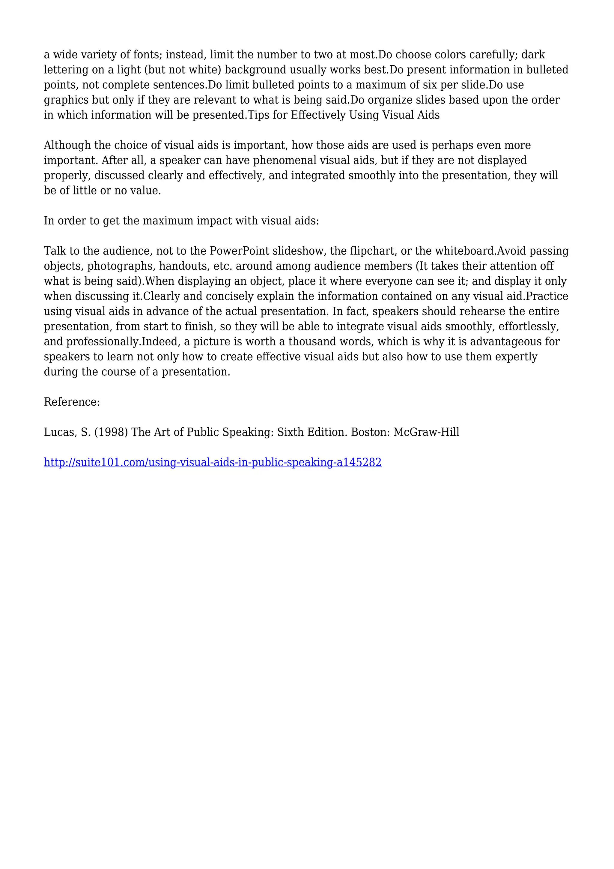 Using Visual Aids in Public Speaking | PDF