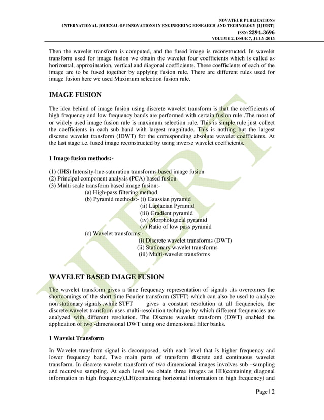 ANALYSIS OF BIOMEDICAL IMAGE USING WAVELET TRANSFORM | PDF