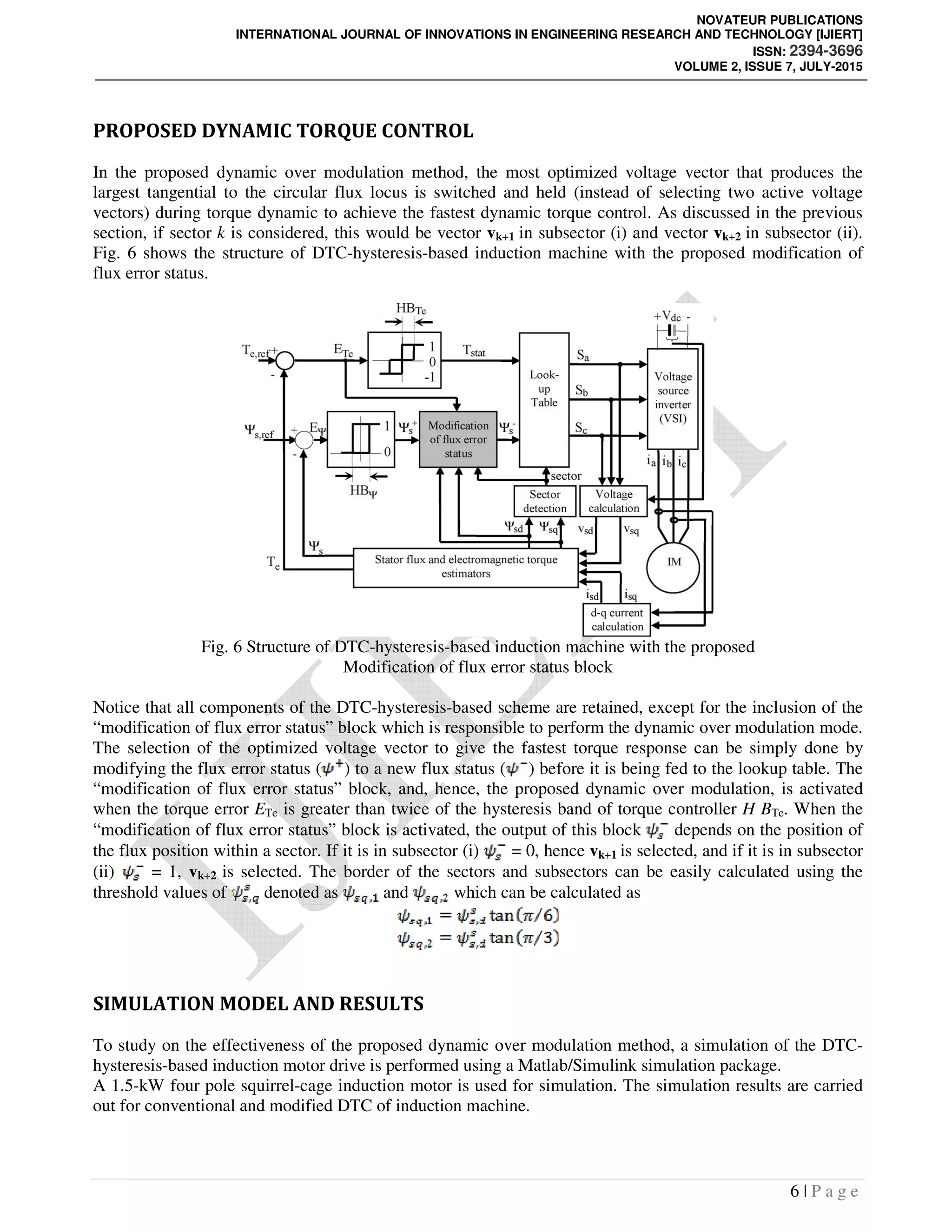 QUICK DYNAMIC TORQUE CONTROL IN DTC-HYSTERESIS-BASED INDUCTION MOTOR BY USING NEW OPTIMIZED ...