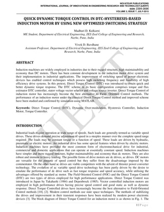 QUICK DYNAMIC TORQUE CONTROL IN DTC-HYSTERESIS-BASED INDUCTION MOTOR BY USING NEW OPTIMIZED ...