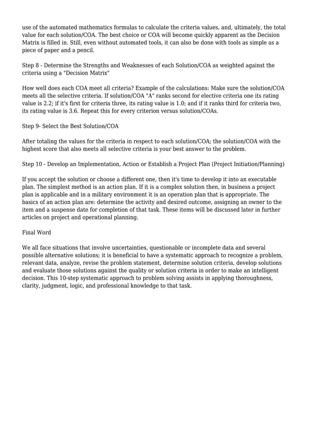 Project Management Practitioner: Problem Solving and Decision Making | PDF