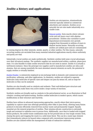 Zeolite a history and applications | PDF | Chemistry | Science