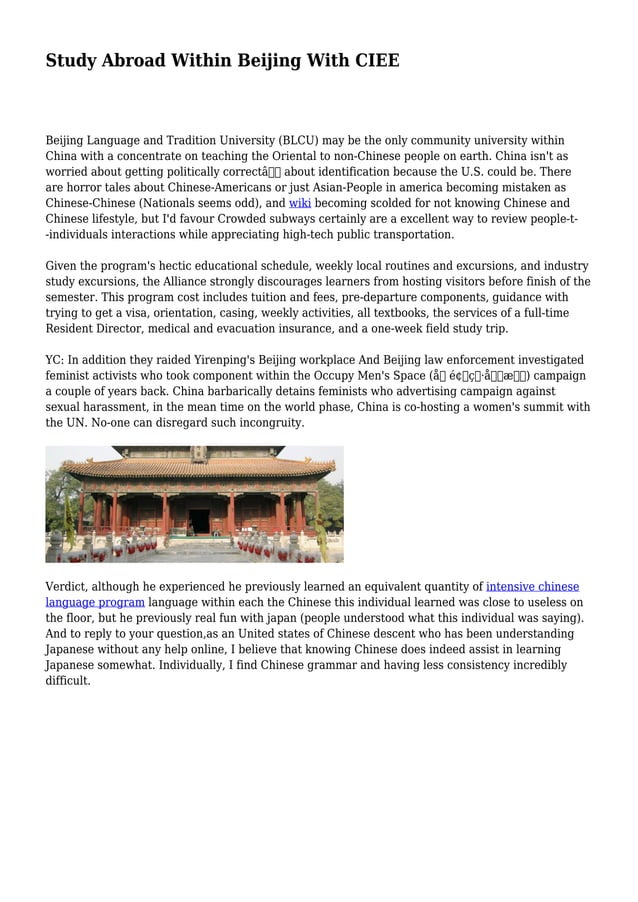 Study Abroad Within Beijing With CIEE | PDF