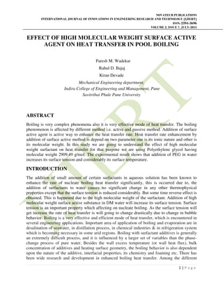 EFFECT OF HIGH MOLECULAR WEIGHT SURFACE ACTIVE AGENT ON HEAT TRANSFER ...