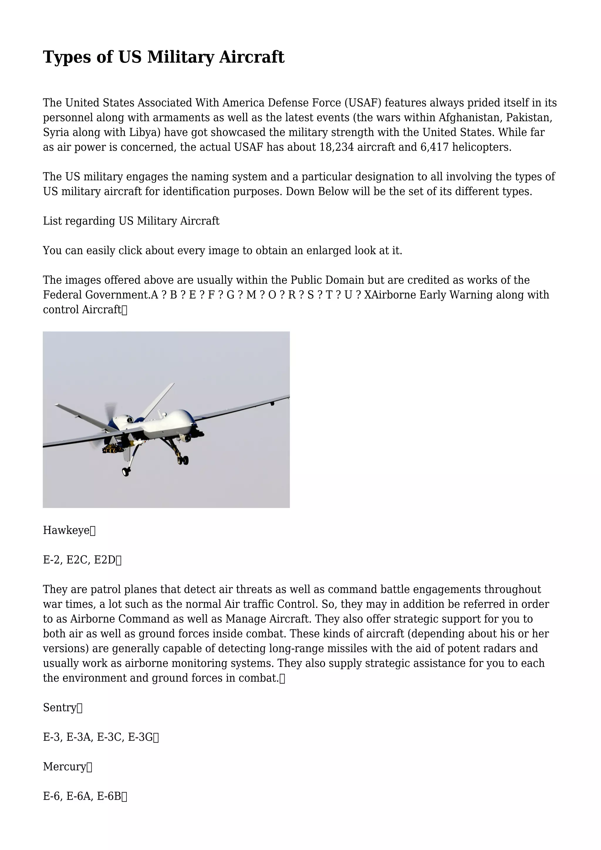 Types of US Military Aircraft | PDF